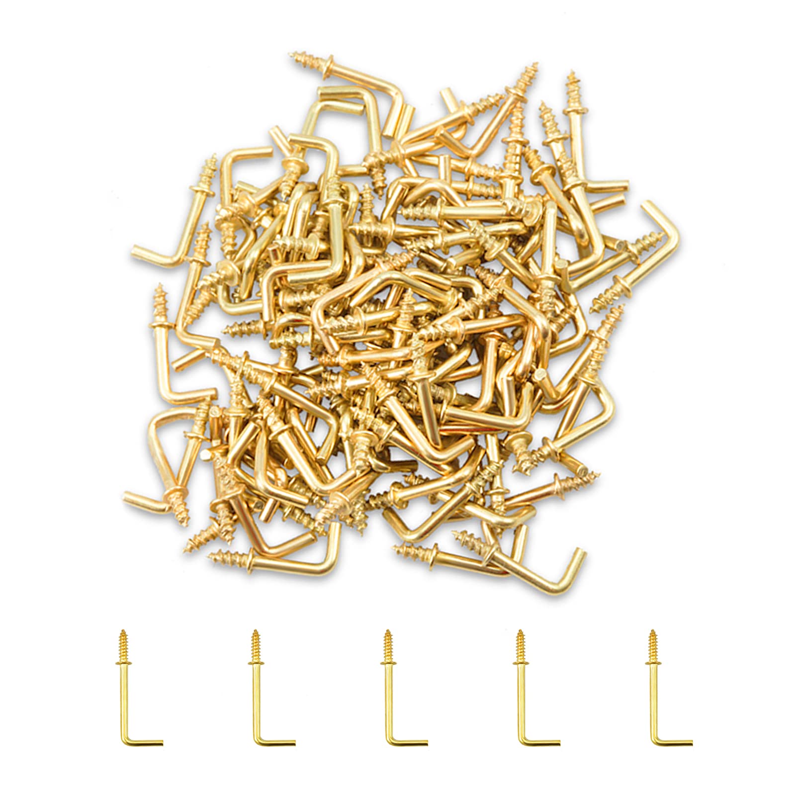 LEONTOOL 100 PCS Right Angle Screws Hook 1/2 Inch 7-Shaped Screw Self ...