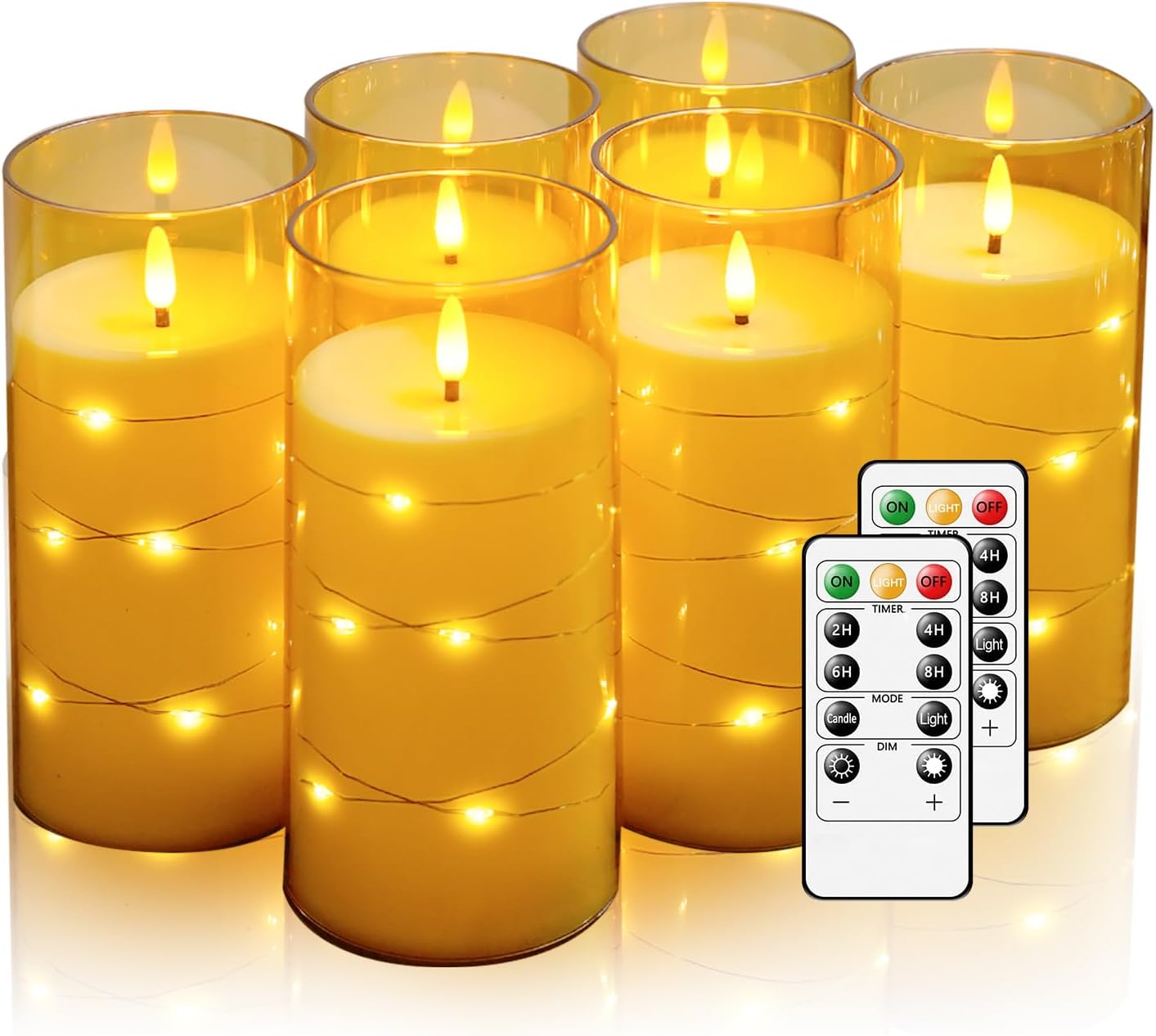 Amazon.com: Amber Flickering Flameless Candles with Remote Timer, 6 pcs ...