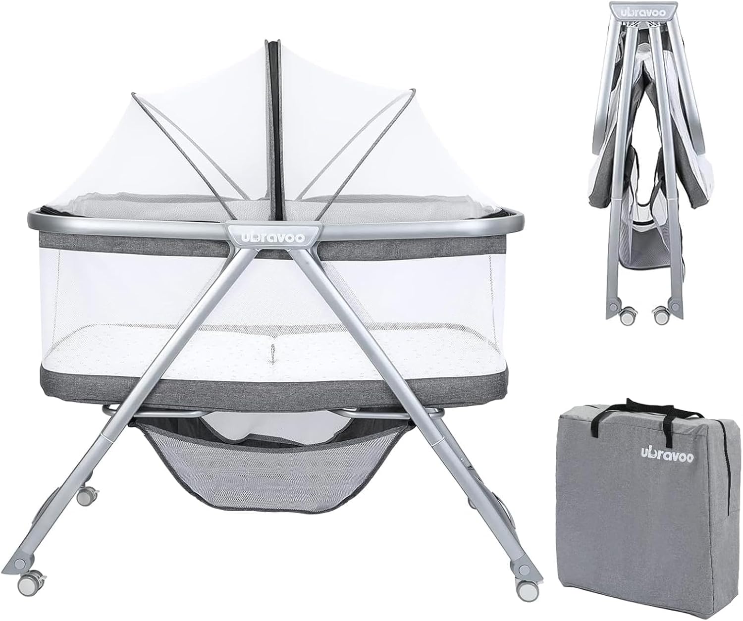 Amazon.com : UBRAVOO All Mesh Baby Crib with Mattress 3-in-1 Mist Ultra ...