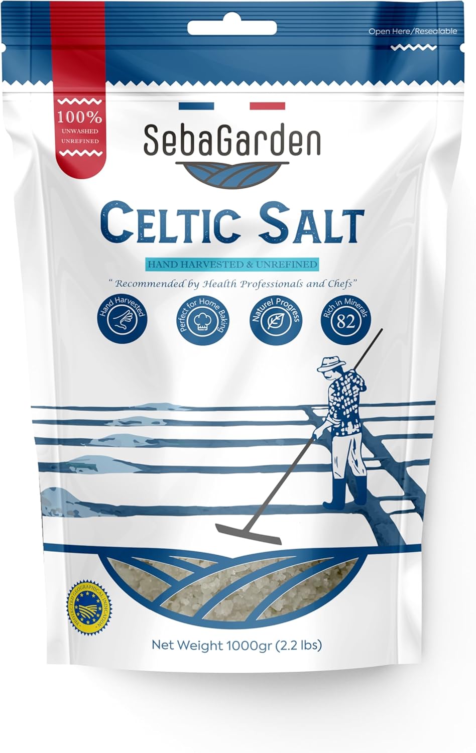 Seba Garden Sel de mer celtique gris Sac refermable de 1 kg de sel de ...