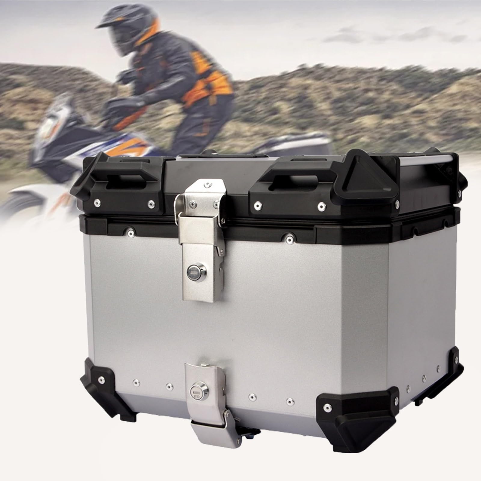 Motorcycle Top Case LESANM 45L , [Heavy Duty] Aluminum Universal ...