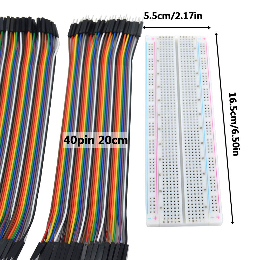 3 Pack Solderless Plug in Breadboard with 3 Pack Jumper Wires, 830 Tie ...