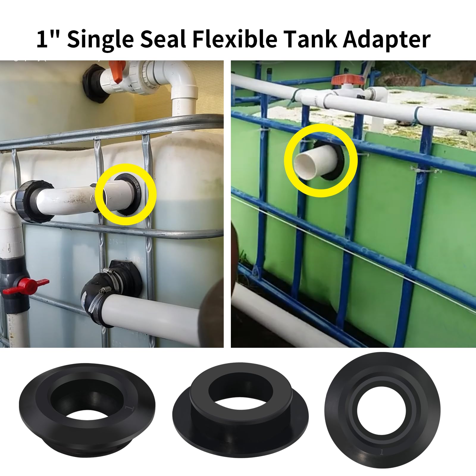 Tanker Fittings 6-Pack 1/2" Vsttar Flexible Tank Adapters - Bulkhead ...