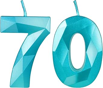 Amazon.com: Number 70 Candles,70th Birthday Candles,Teal Blue Happy ...