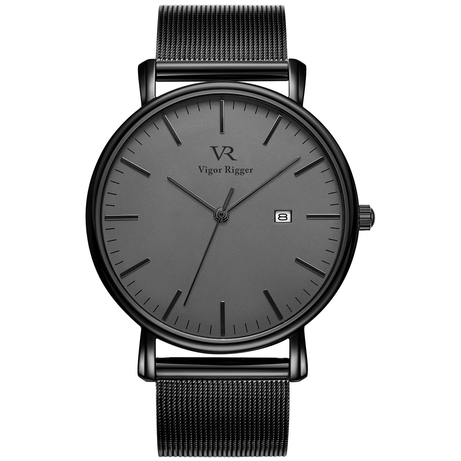 Buy Vigor Rigger Mens Womens Watches Ultra Slim Black Wristwatch with ...