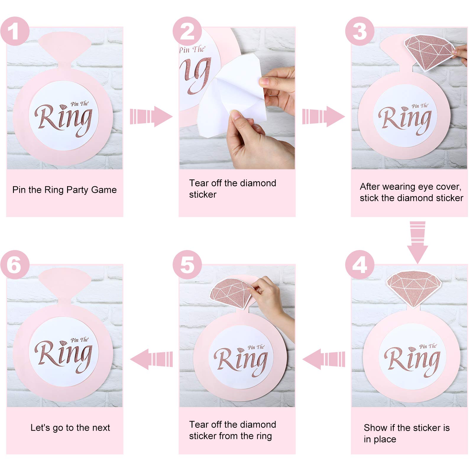 Buy Pin The Diamond On The Ring Hen Party Game Rose Gold Game Bridal ...