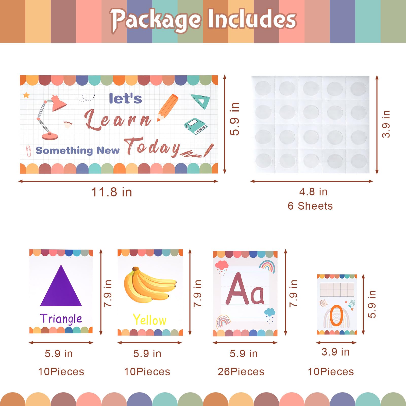 Snapklik.com : 57 PCS Alphabet Number Bulletin Board Set, Boho Rainbow ...