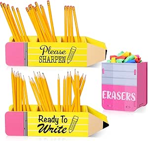 Amazon.com: DoubleFill 3 Pcs Sharp and Dull Pencil Holder Eraser Pencil ...