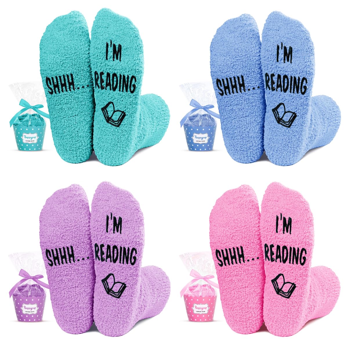 HAPPYPOP Funny Gifts Crazy Socks for Women Teen Girls, Book Lovers ...