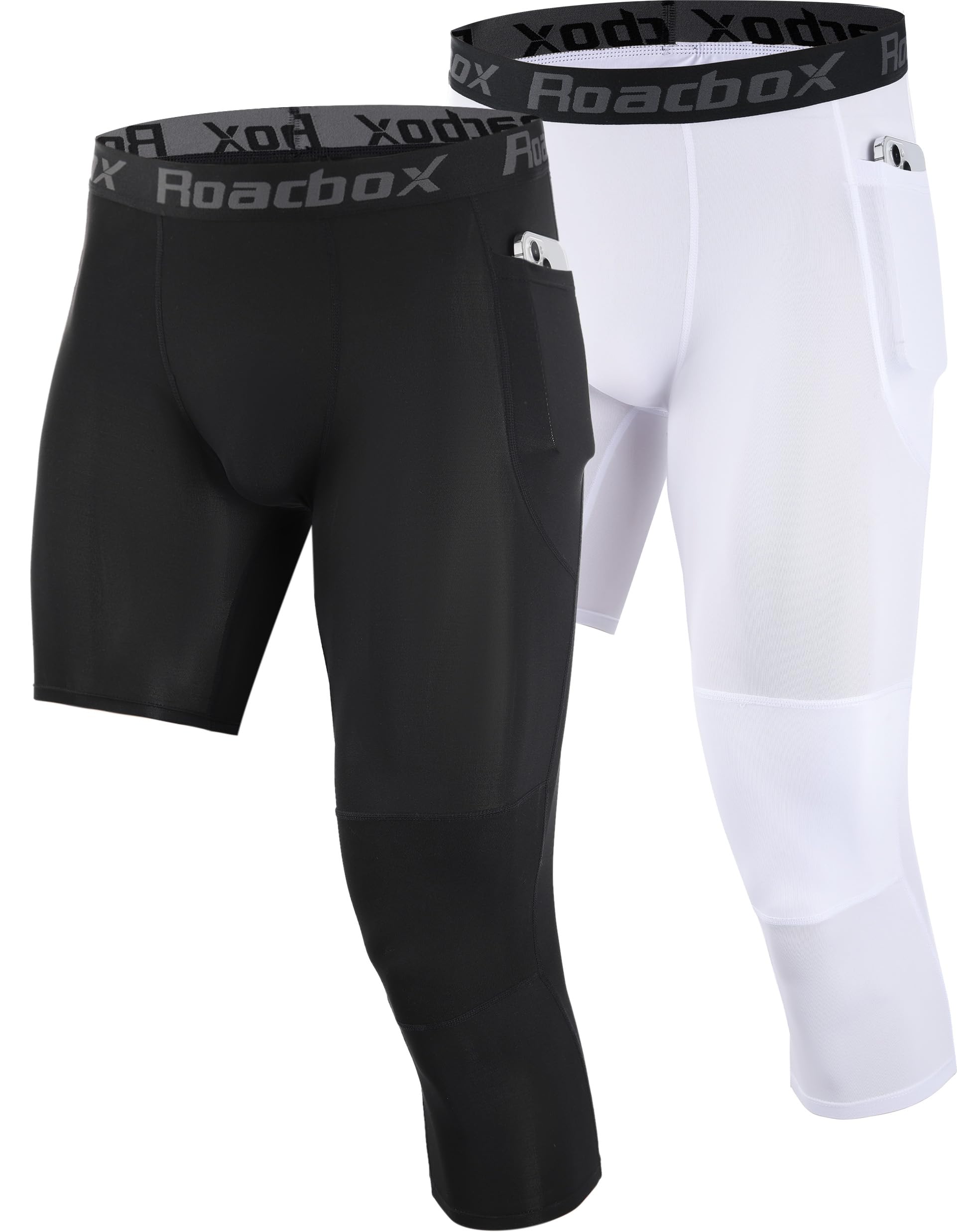 Snapklik.com : Roadbox Mens One Leg Compression Pants, 3/4 Single Leg ...