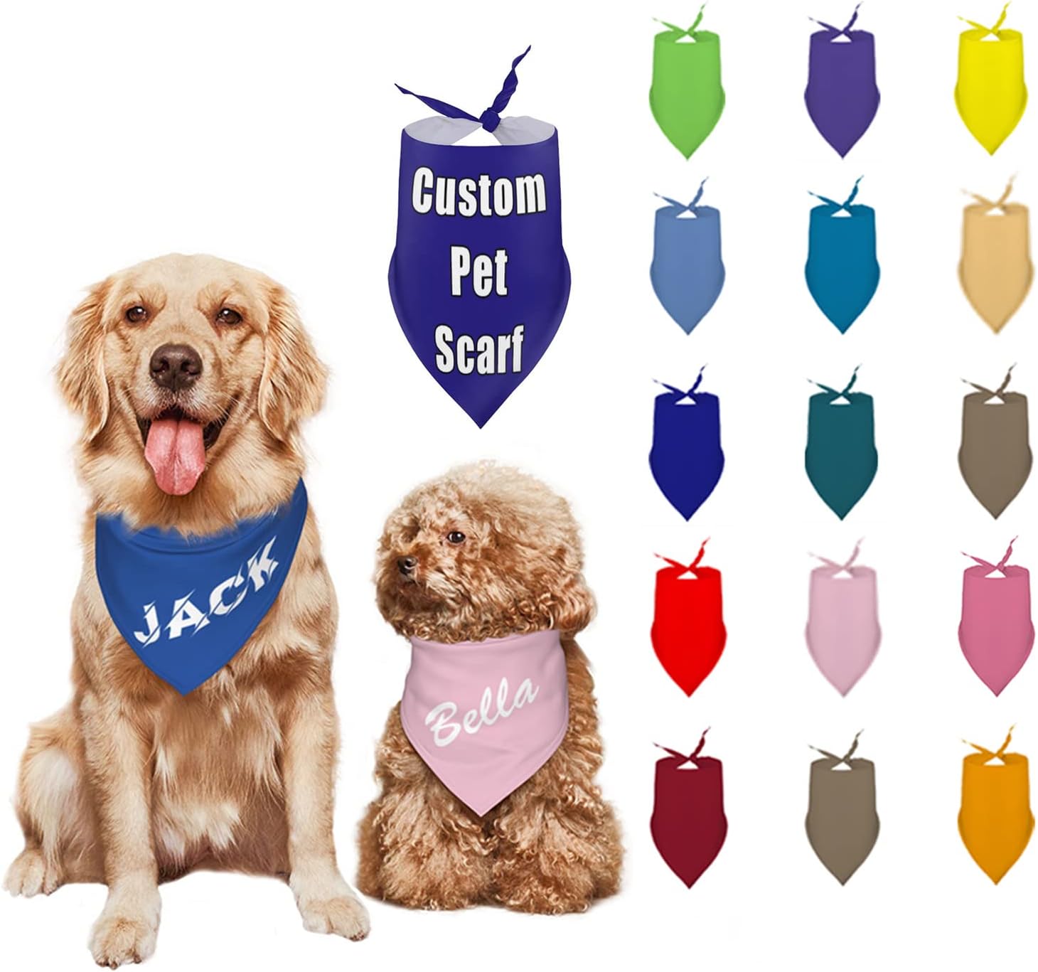 Amazon.com : Custom Pet Scarf Personalized Dog Bandanas with Name Photo ...