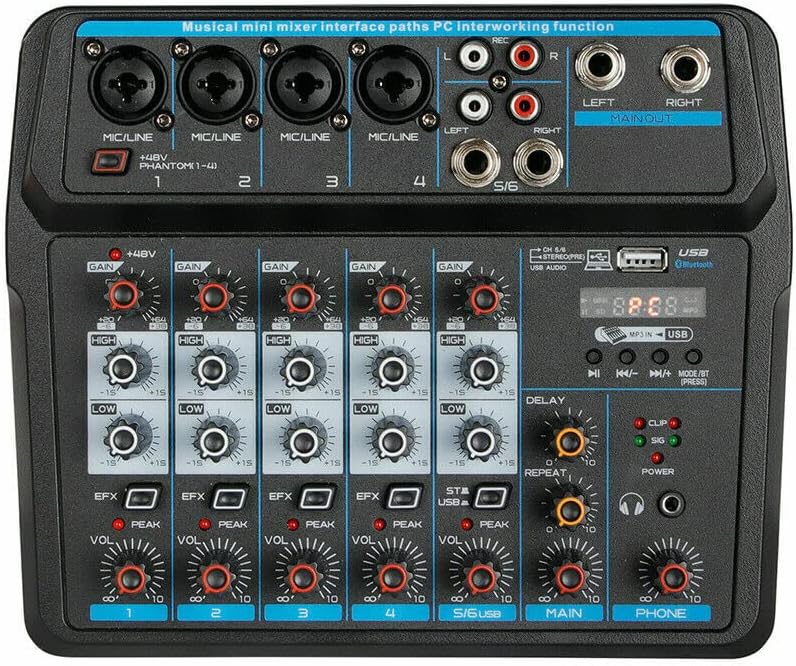 Amazon.com: 6 Channel Audio Mixer Portable Mixing Console Mixer ...