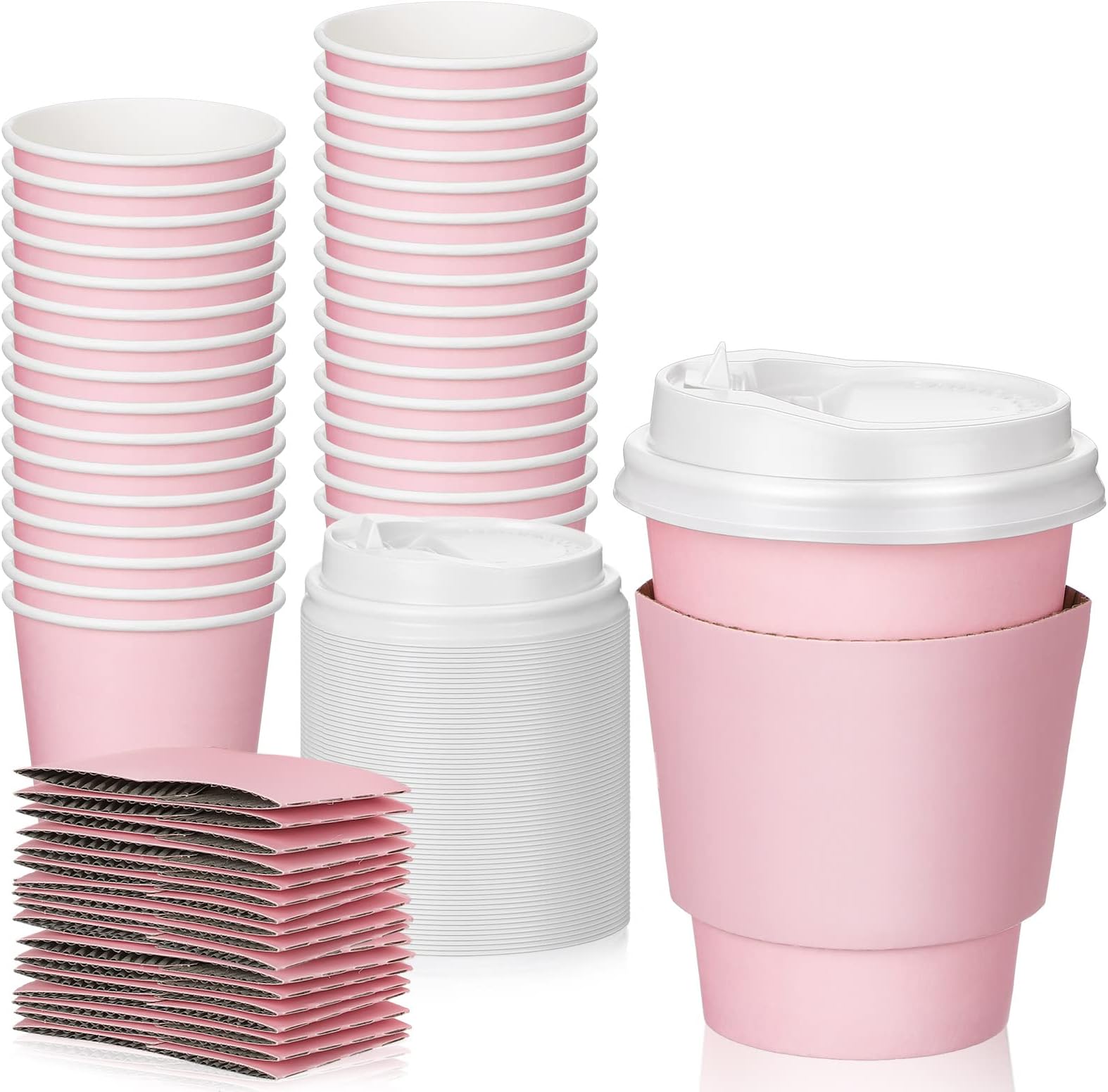 Amazon.com: AimFun 16 oz Pink Disposable Coffee Cups with Lids and ...