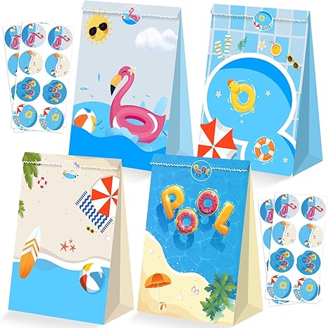 Amazon.com: 24Pcs Pool Party Favor Bags Summer Goodie Bags Pool Party ...