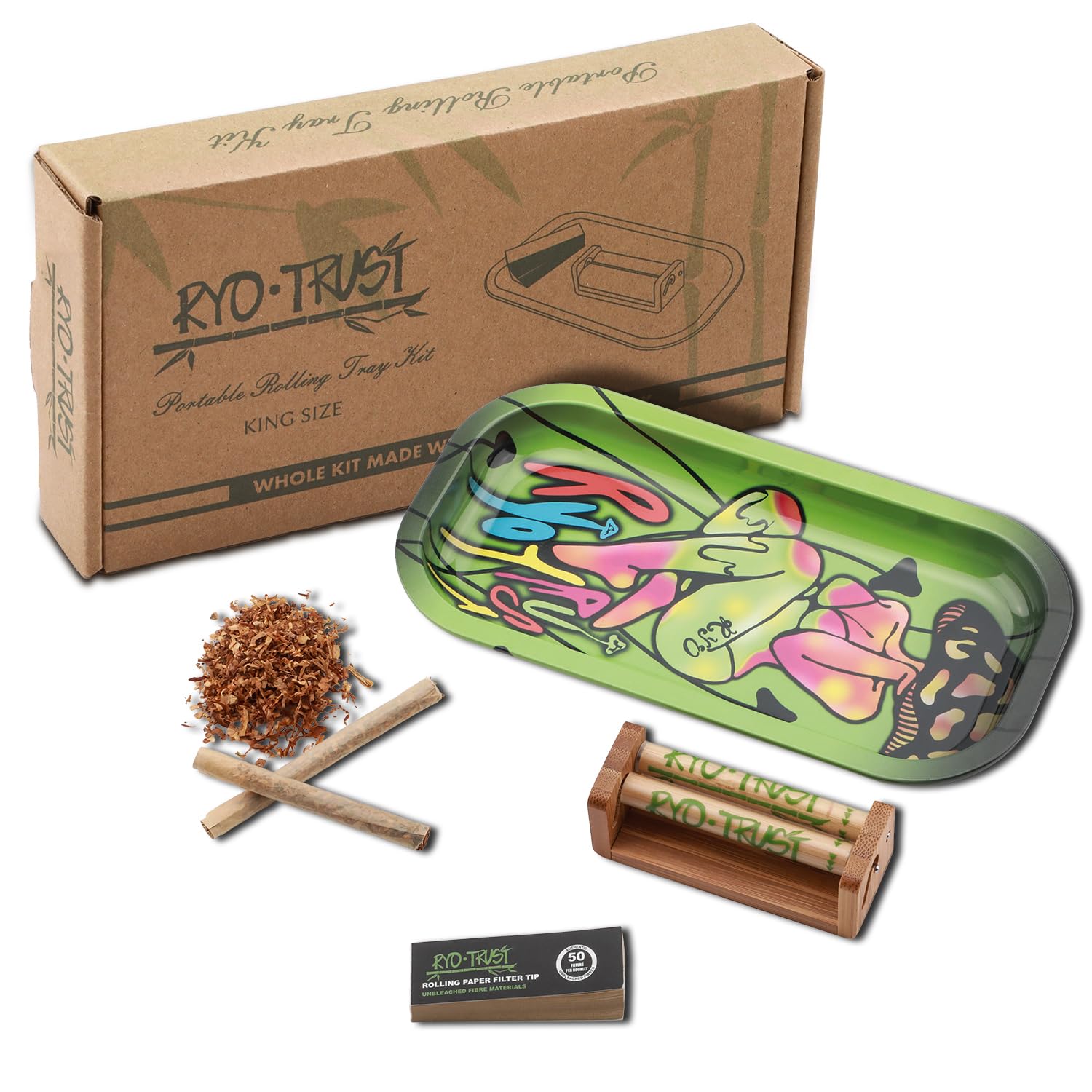 Amazon.com: Bamboo Cigarette Roller Machine and Metal Tray Combo ...