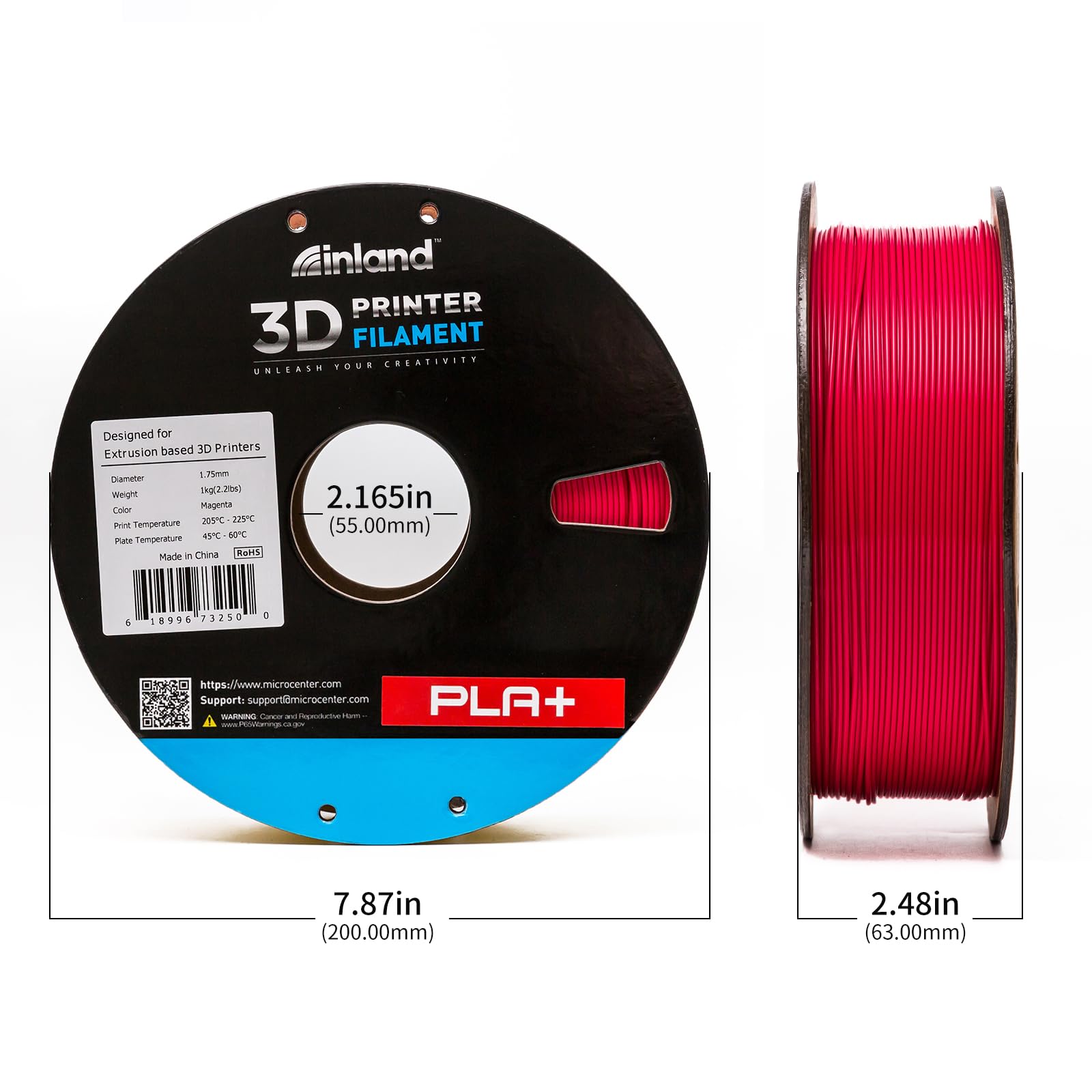 Snapklik.com : INLAND Micro Center PLA+ 3D Printing Filament 1.75mm ...