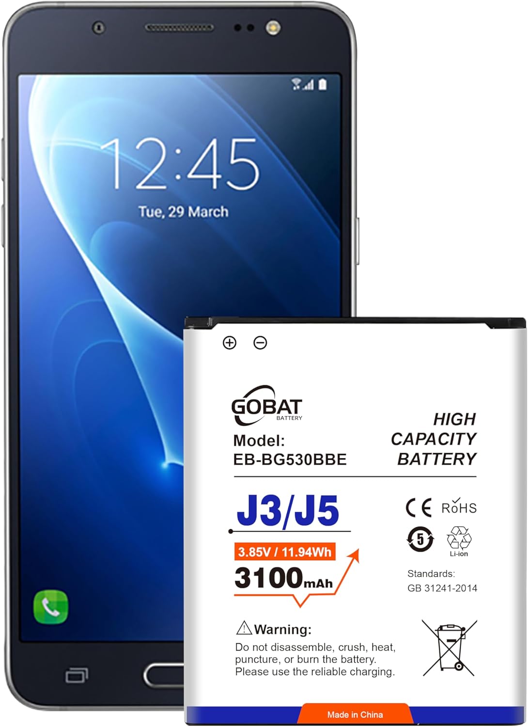 Amazon.com: GOBAT Replacement for Samsung Galaxy J3/J5 Battery,3100mAh ...