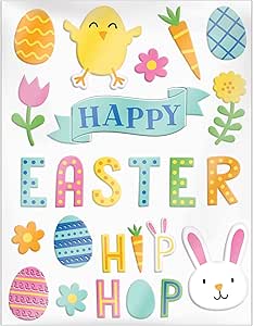 Amazon.com: Easter Gel Clings - 15.5" x 12" | Multicolor Party ...