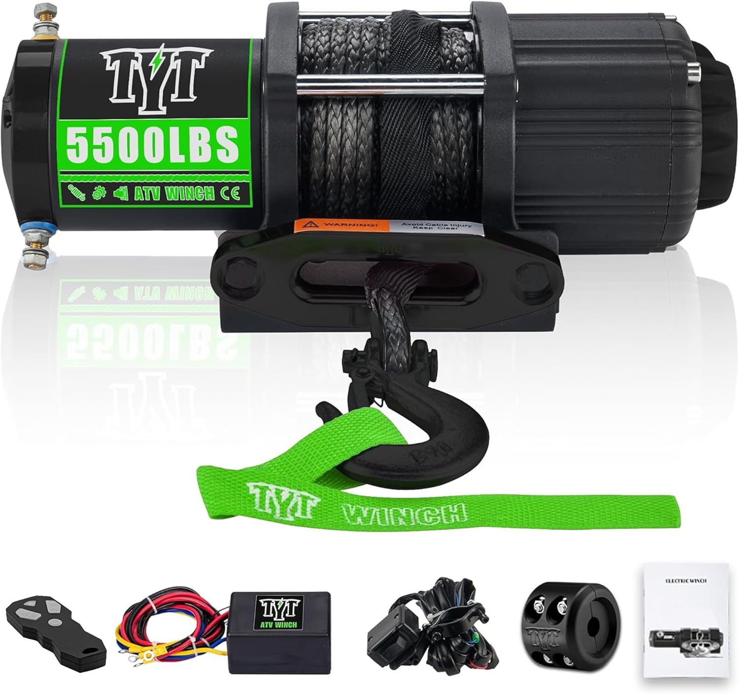 TYT 5500 lb ATV/UTV Winch Synthetic Rope Kits, 12V IP67 Waterproof ...
