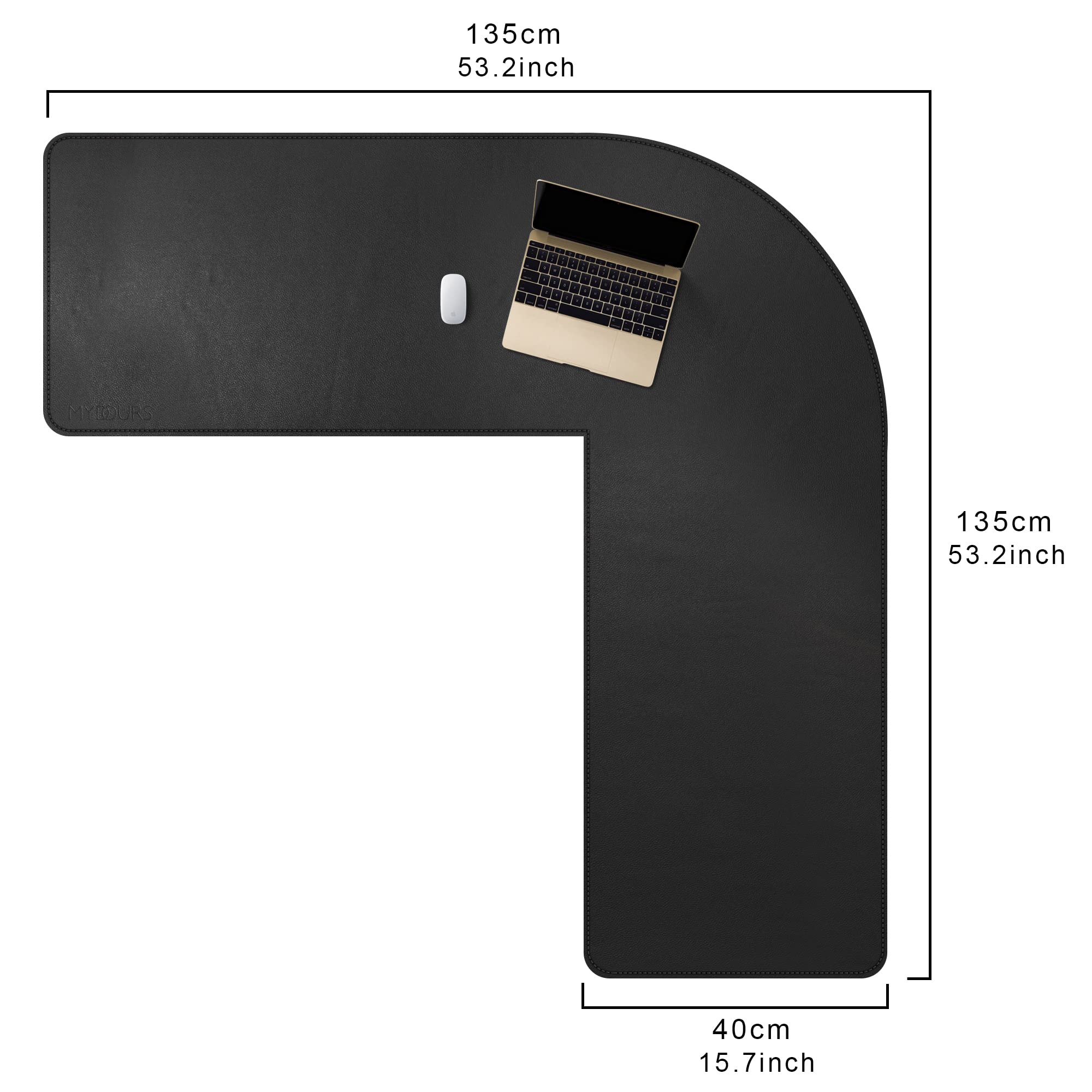 Mydours L-Shaped Desk Mat, PU Leather L Shape Gaming Mouse Pad, 53.2"(L ...