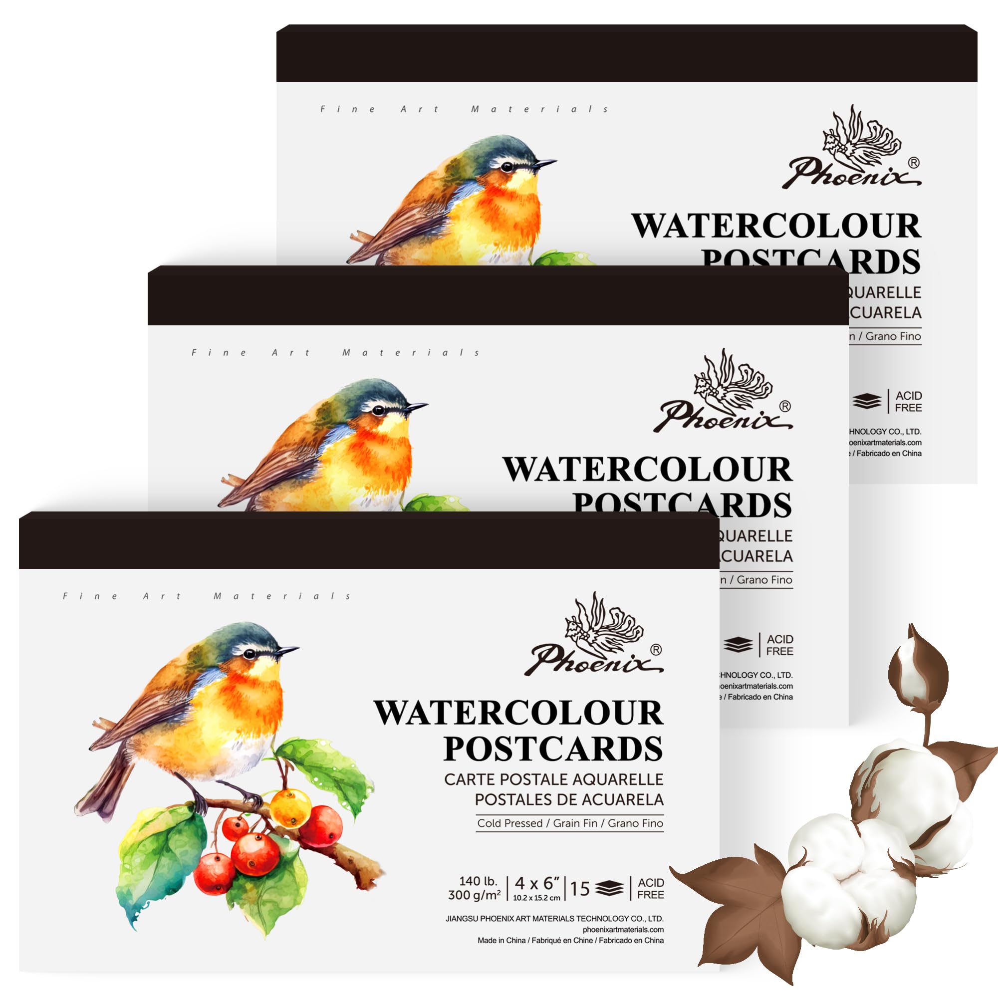 Amazon.com: PHOENIX 100% Cotton Watercolor Paper Postcards, Cold Press ...