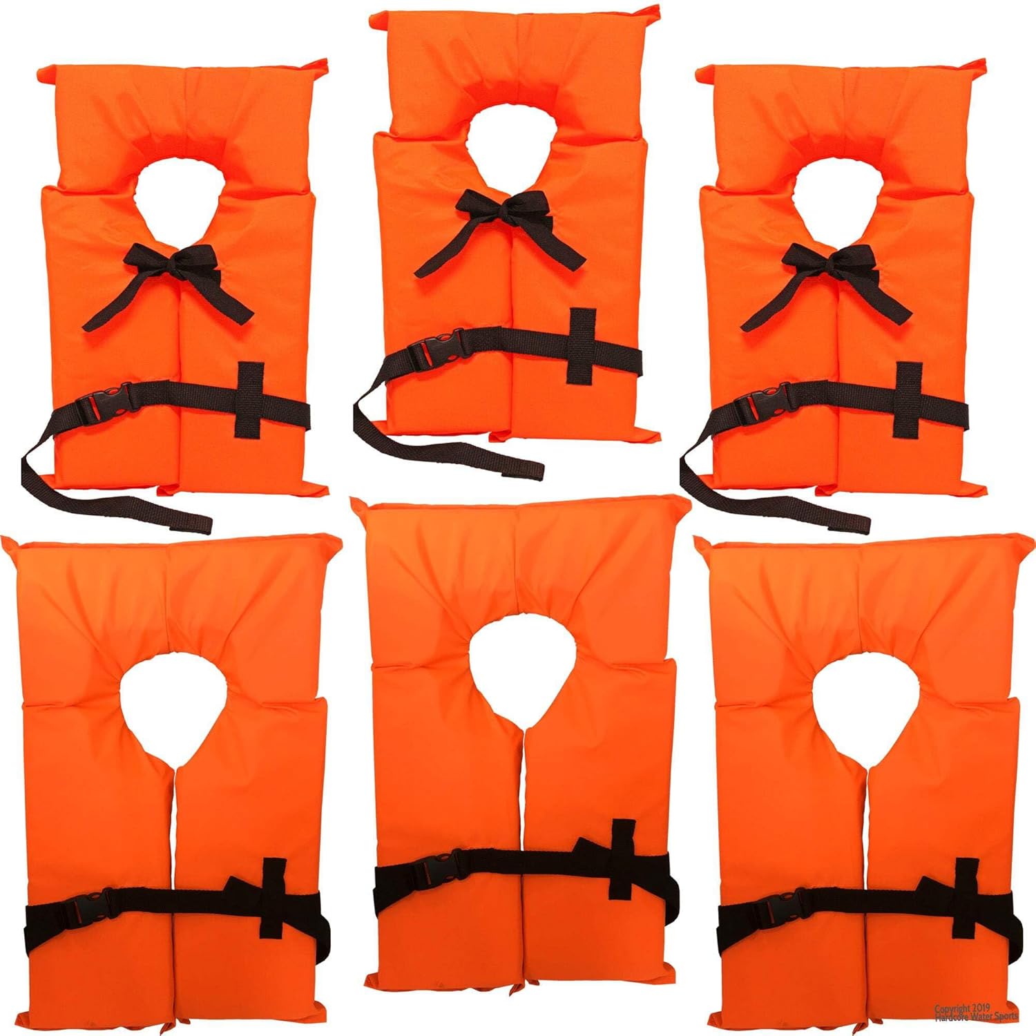 Amazon.com : 6 Pack Coast Guard Approved Life Jackets. High Visibility ...