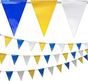 Amazon.com: NACARUM Blue & Yellow & White Pennant Banner Flags | OSHA ...