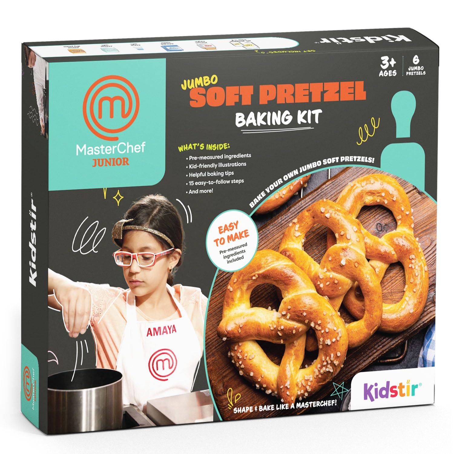 Amazon.com: Jumbo Soft Pretzel Kit, MasterChef Junior Baking Kit for ...
