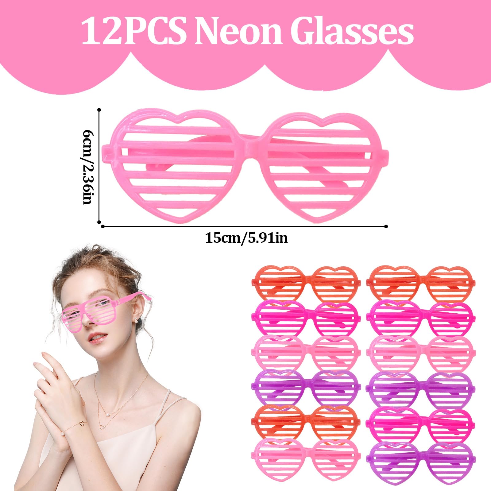 BOZILY 8pcs Shutter Shades,4 Colors of Neon Farbe Herz Shutter Shades ...