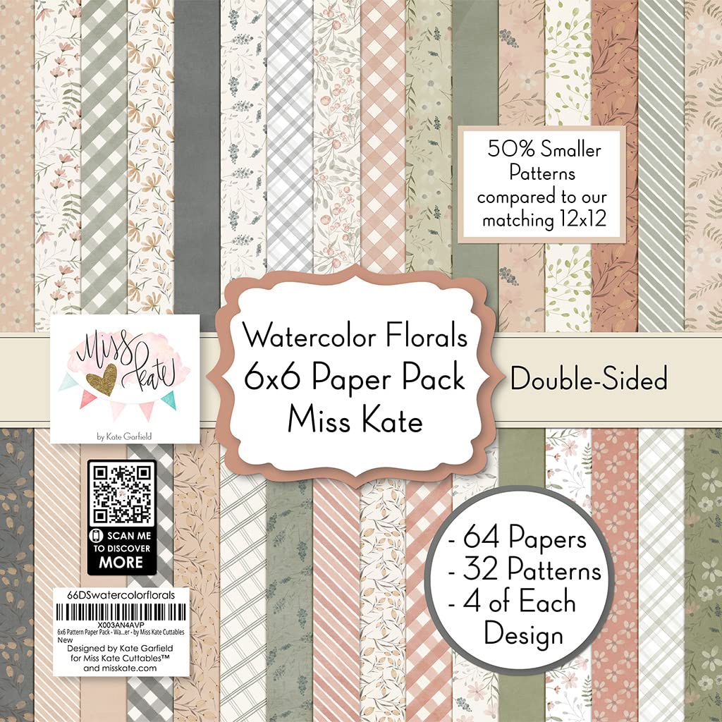 Amazon.com : 6x6 Pattern Paper Pack - Watercolor Florals - Double-Sided ...