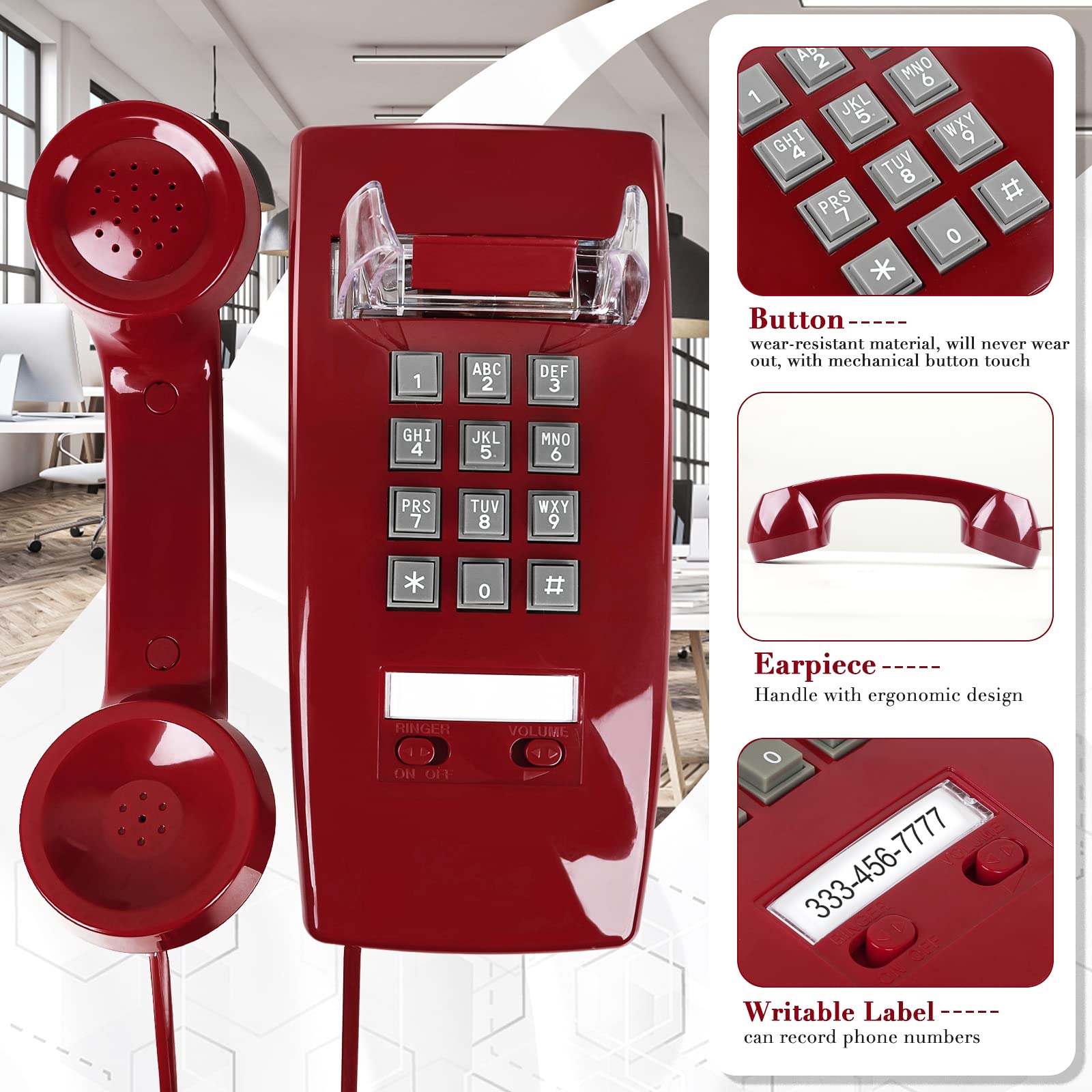 Snapklik.com : Retro Wall Phone, Sentno Vintage Wall Mounted Phones For ...