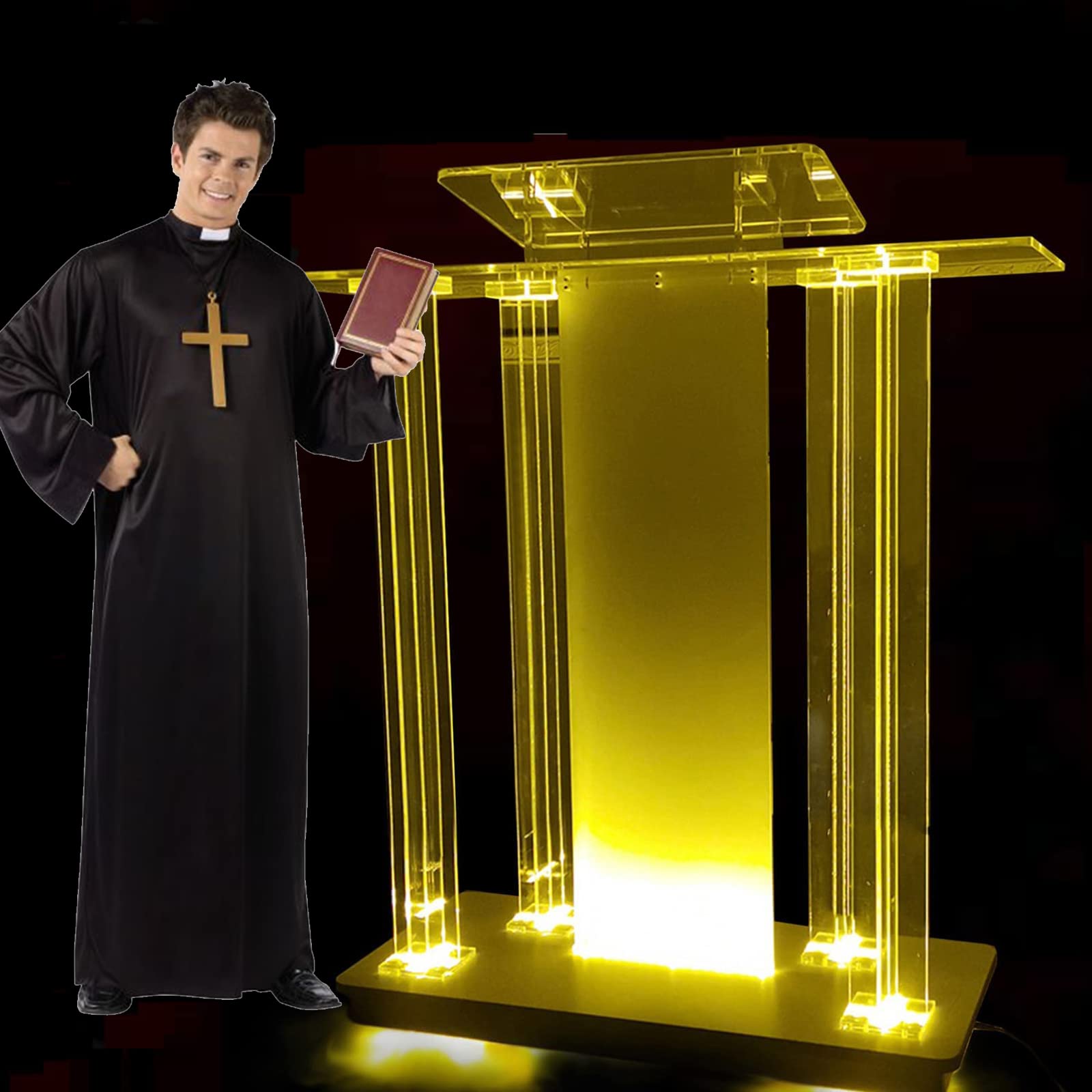 Buy ECBETCR Transparent Rolling Acrylic Podium, Led Acrylic Church ...