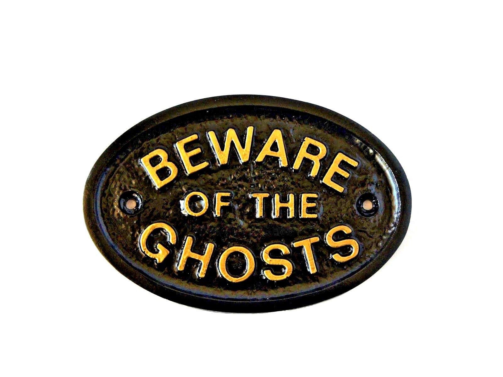 Amazon.com: Beware of The Ghosts Haunted House Sign in Black with Gold ...