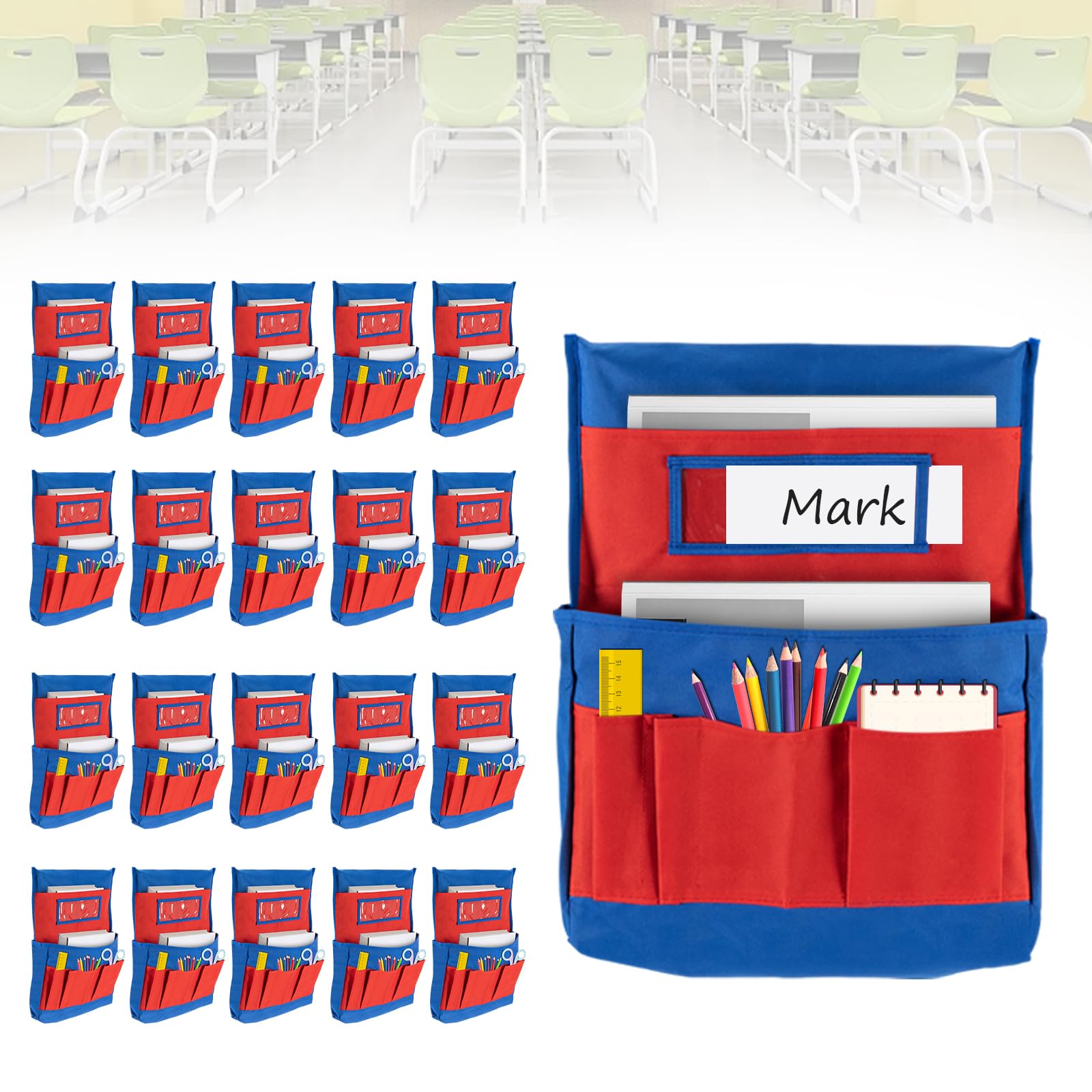 Amazon.com: 15" x 19" Canvas Blue and Red Chairback Buddy Pocket Chart ...