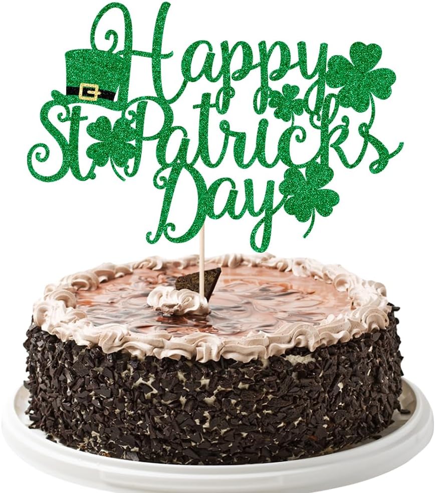 Amazon.com: YUINYO Happy St Patrick's Day Cake Topper Glitter Lucky ...