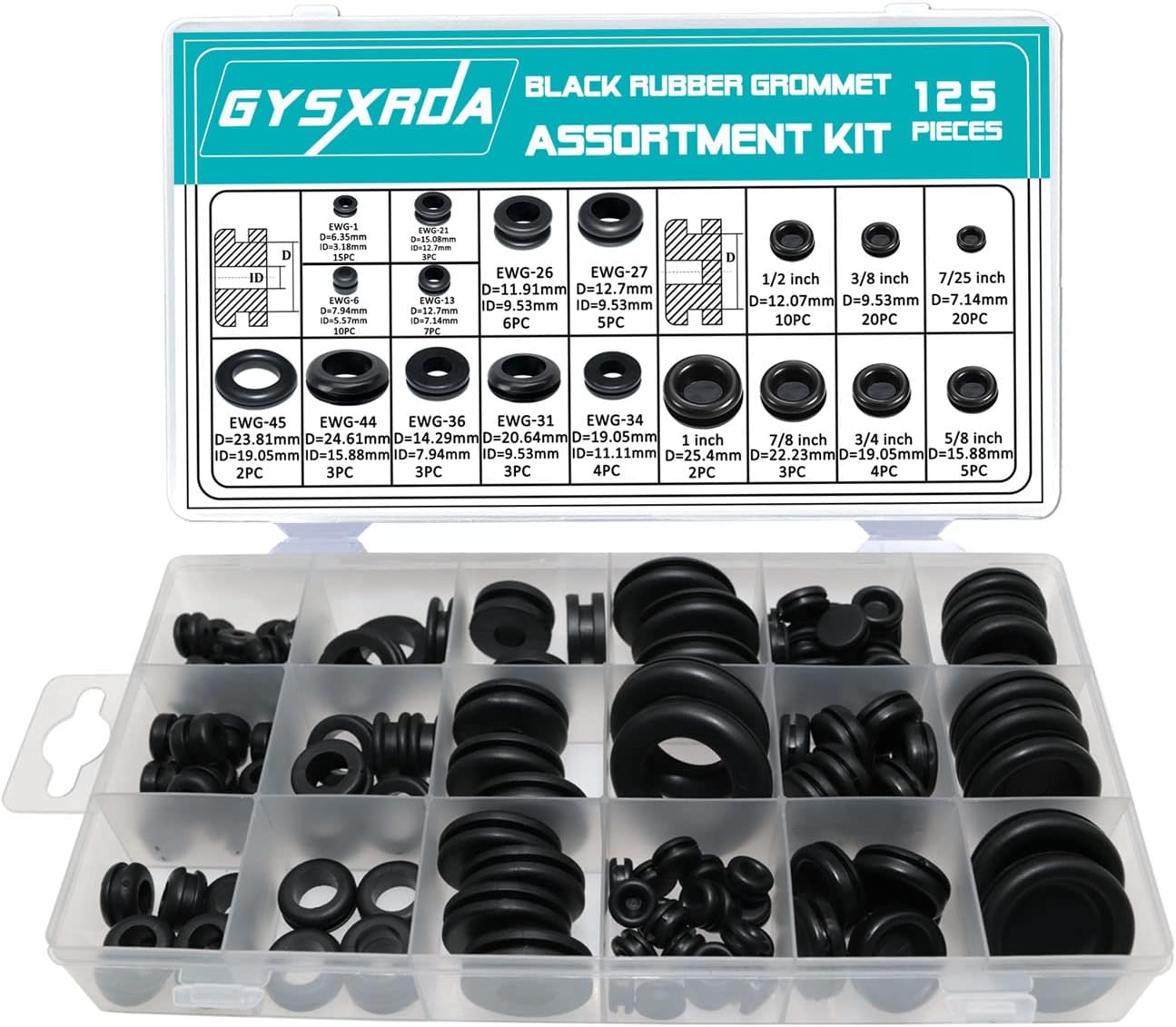 Car Kit Rubber Grommet Kit 200 Pack - 7 Sizes Firewall Rubber Hole ...