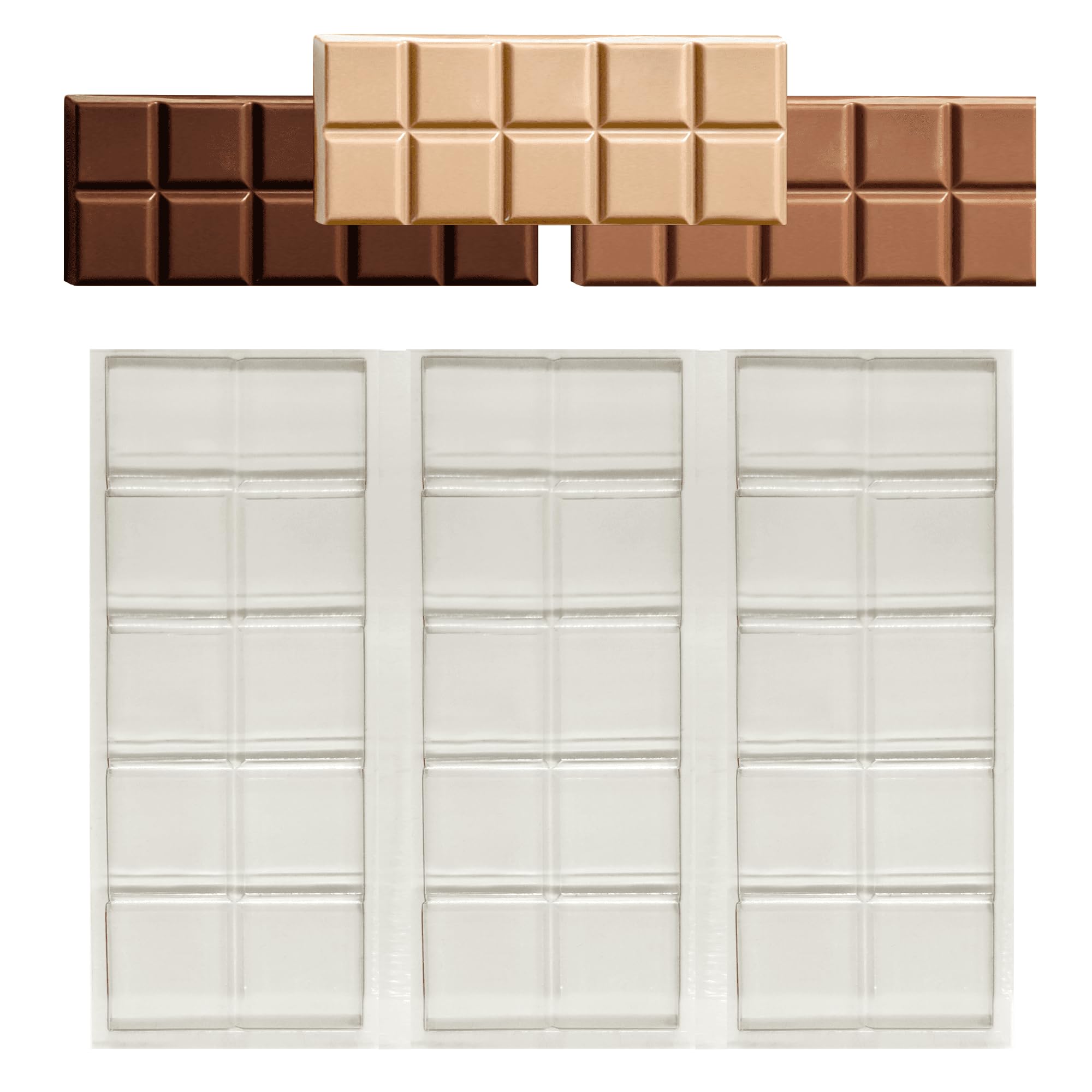 Plain Chocolate Bar Moulds - 125g - Sheets of 1, 3, 6 & 12 (3 Moulds ...
