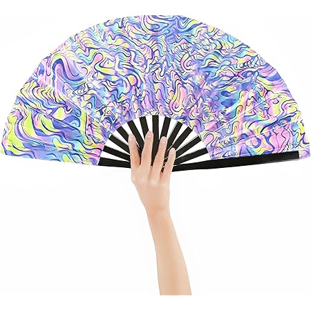 Amazon.com: Zolee Large Rave Folding Hand Fan with Bamboo Ribs for Men ...