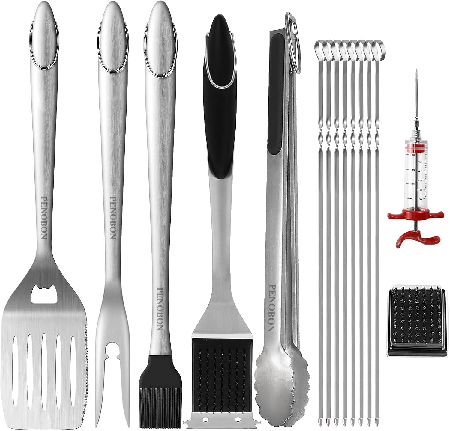 Amazon.com : BBQ Tools Grill Tools Set, 15PCS Heavy-Duty Stainless ...