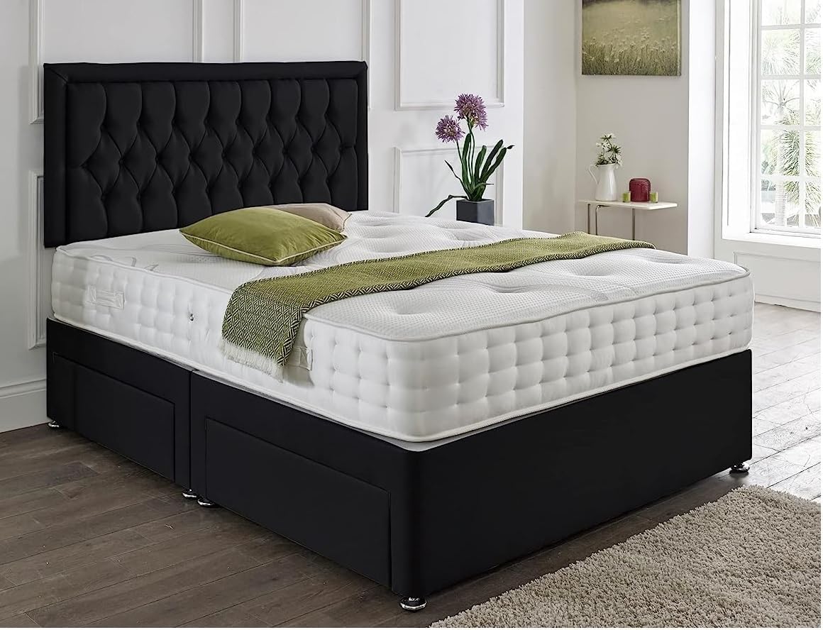 DBZ BEDS 4 FT Small Double Bed Set with 2000 Series Mattress - Black ...