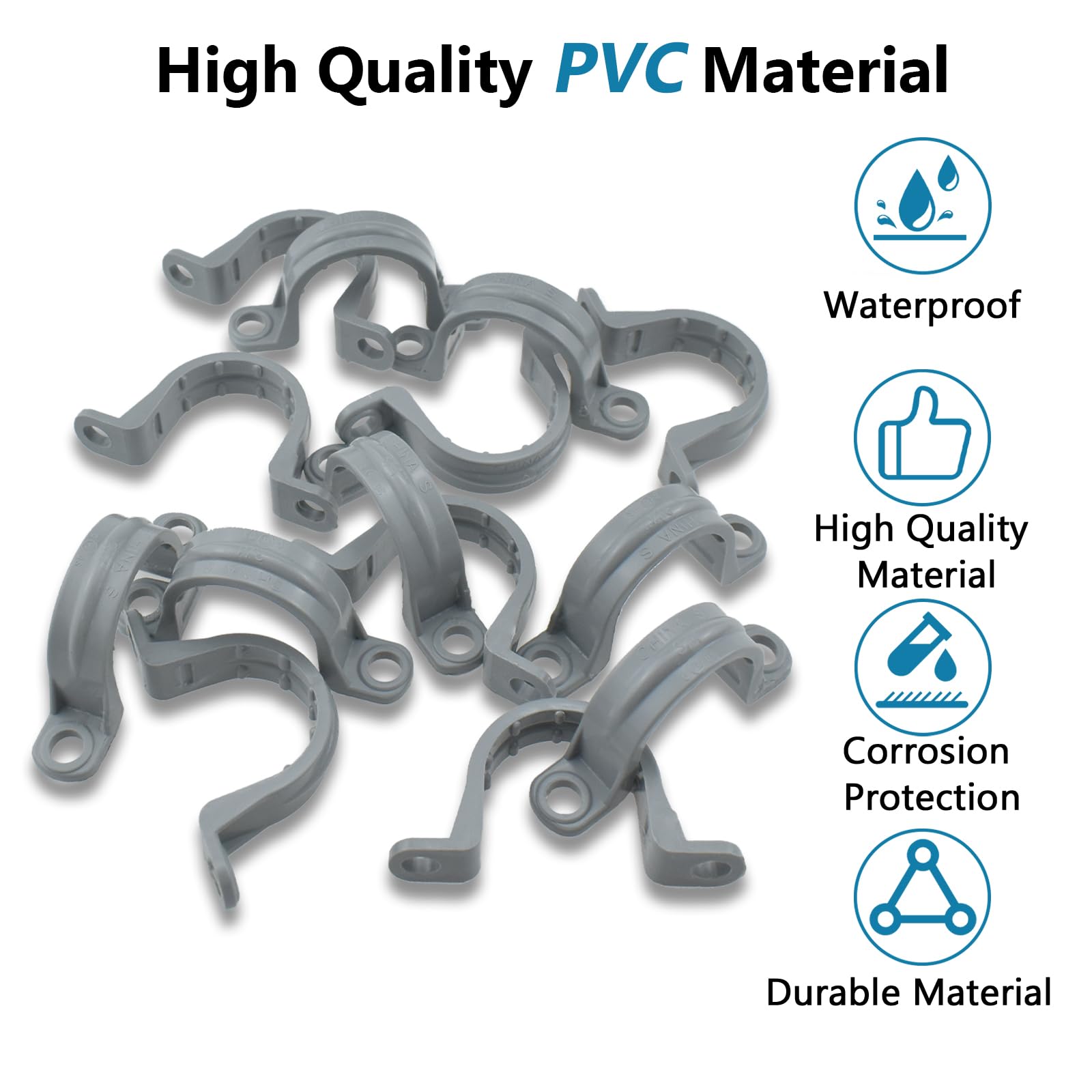 Snapklik.com : 3/4 Inch PVC Pipe Straps U PVC Clip, Snap Conduit Clamp ...