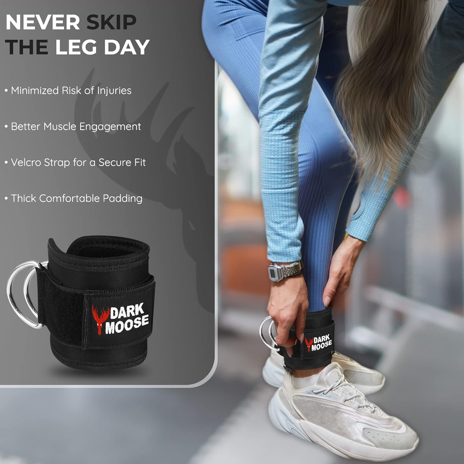 DARK MOOSE Ankle Straps for Cable Machine Attachments Gym Ankle Cuffs ...