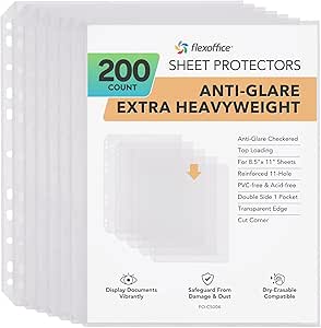 Amazon.com : FLEXOFFICE 200 Pack, 8.5 x11 Clear Sheet Protectors, Non ...