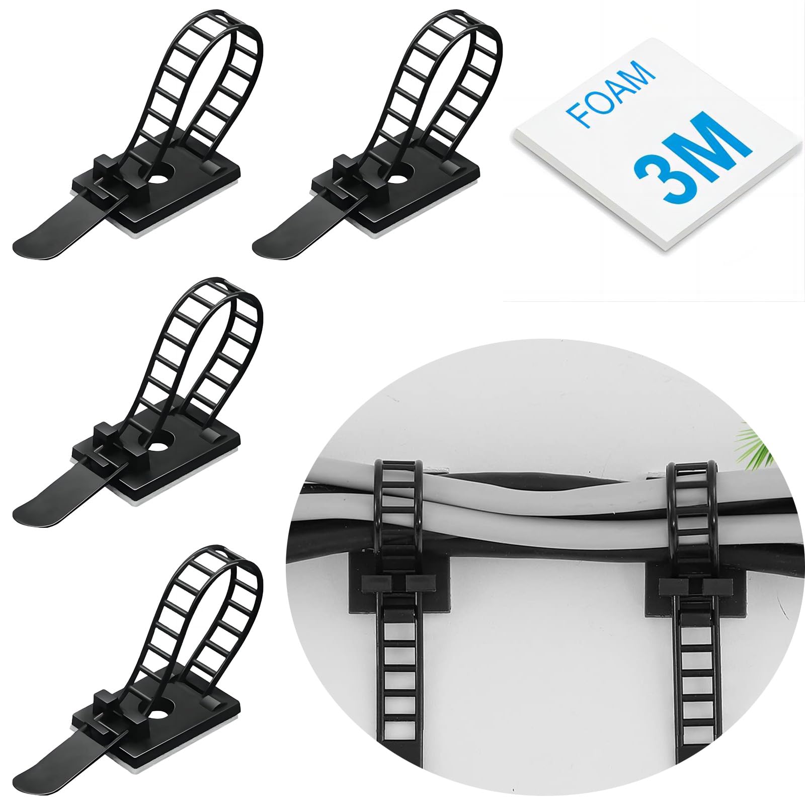 Amazon.com: SZFUDIGO Cable Ties Cable Clips Cable Management,Under Desk ...