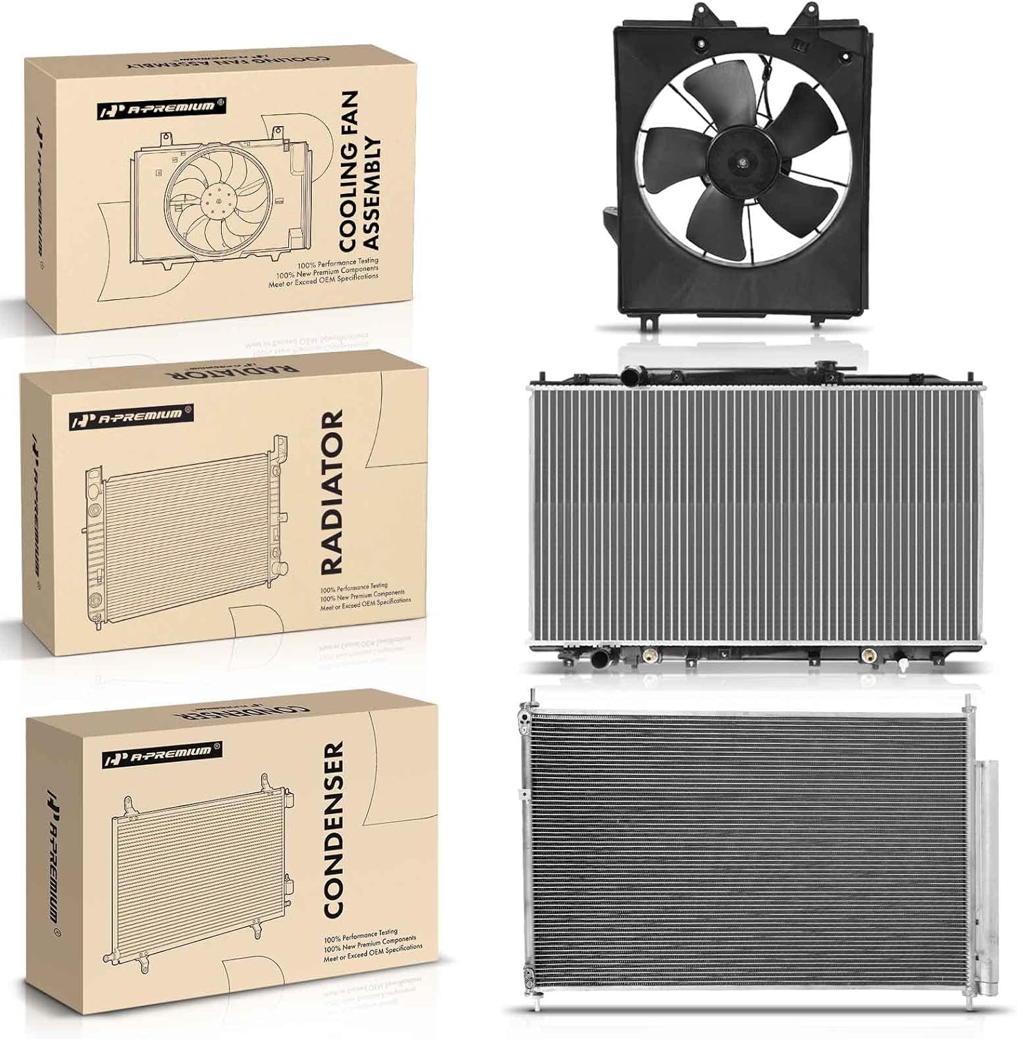 Amazon.com: A-Premium Engine Coolant Radiator & A/C Condenser & Cooling ...