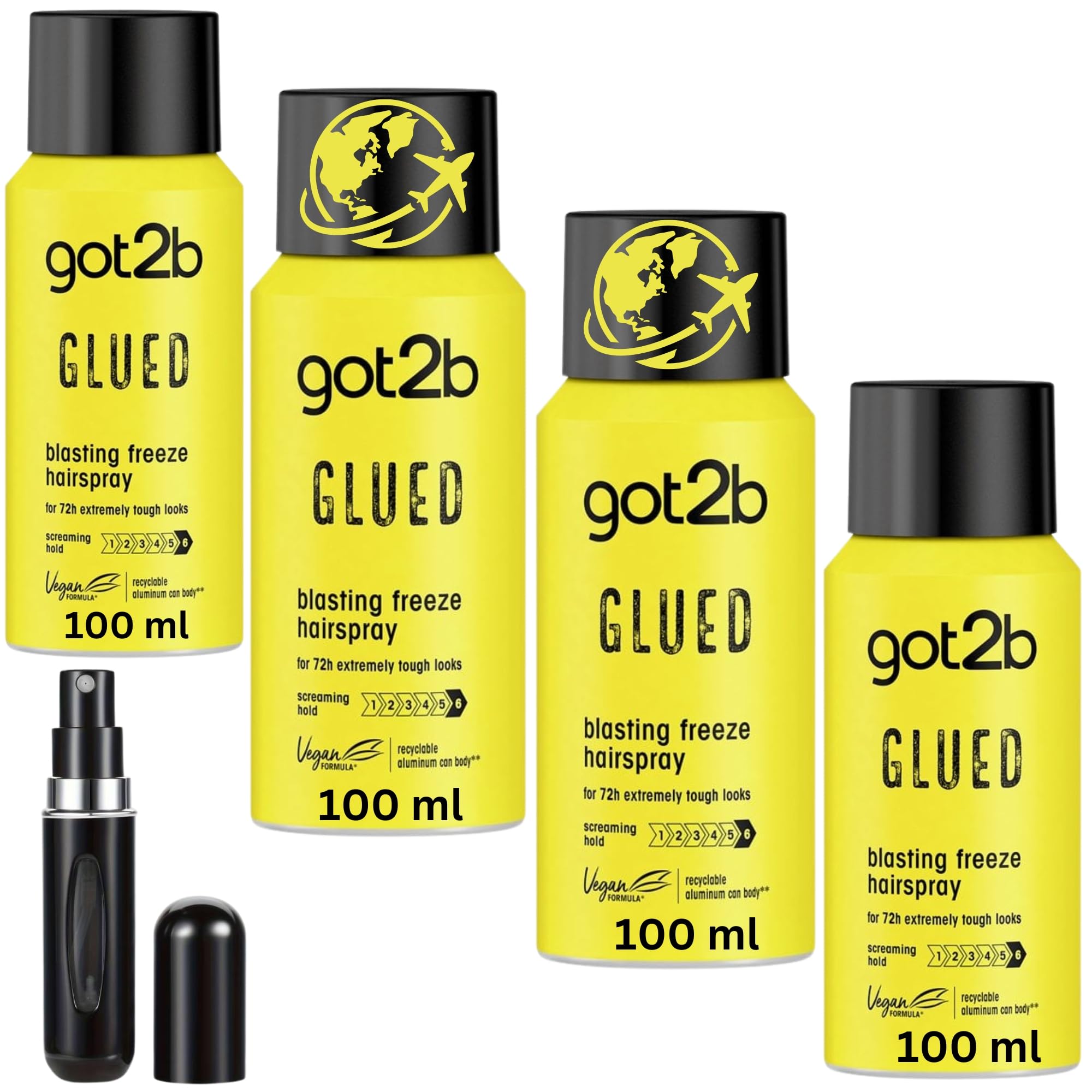 Travel Size Hairspray, Strong Hold Hair Spray Bundle with 4 x got2b ...