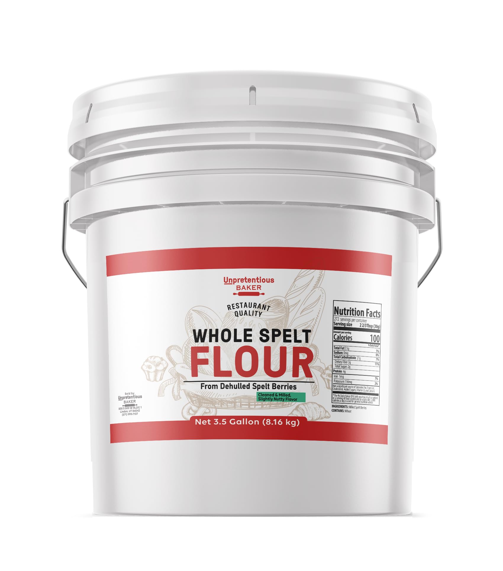 Amazon.com : Unpretentious Whole Spelt Flour, 3.5 Gallon Bucket, Light ...