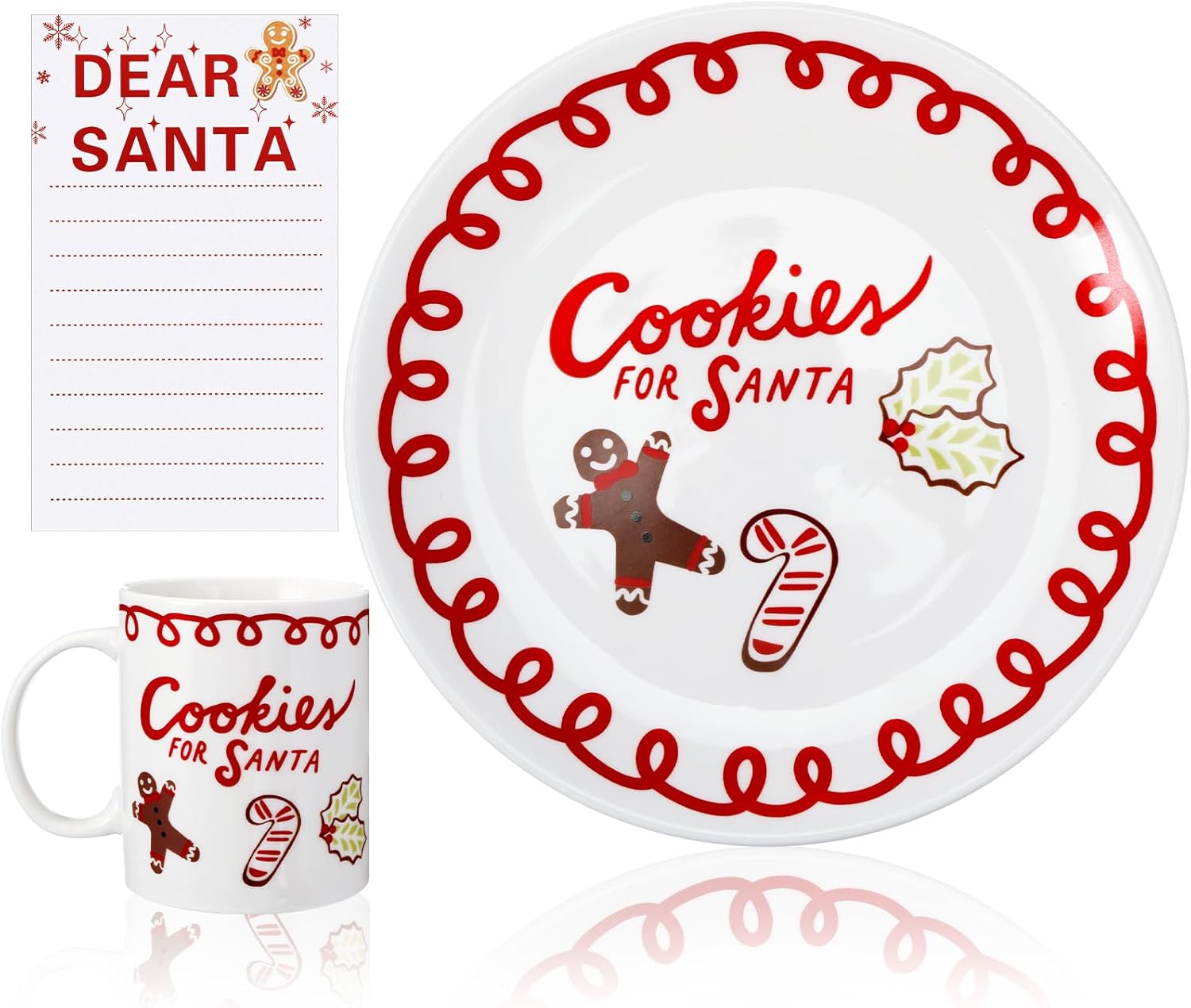 Amazon.com: Domensi 3 Pcs Ceramics Christmas Cookies for Santa Plate ...