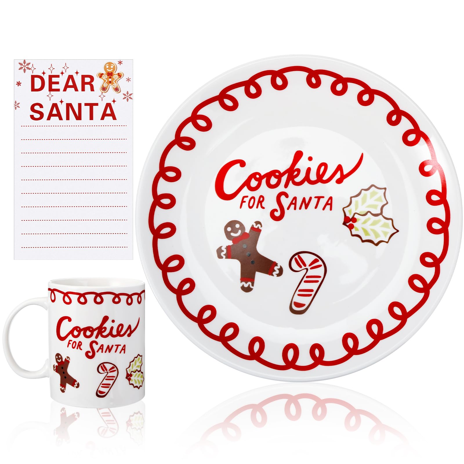 Amazon.com: Domensi 3 Pcs Ceramics Christmas Cookies for Santa Plate ...