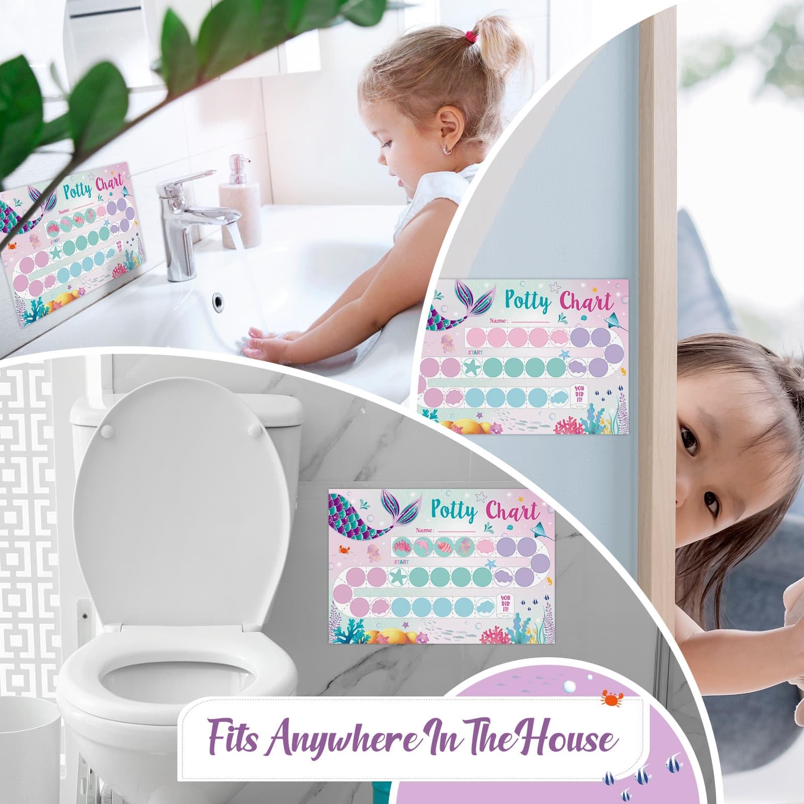 Snapklik.com : Wernnsai Mermaid Toilet Training Reward Chart